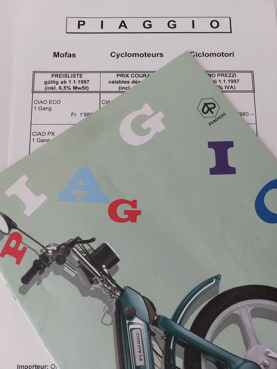 Prospekt Mofa Piaggio Ciao Grillo Si (Gebraucht) in Schenkon für CHF 30 – mit Lieferung auf ...
