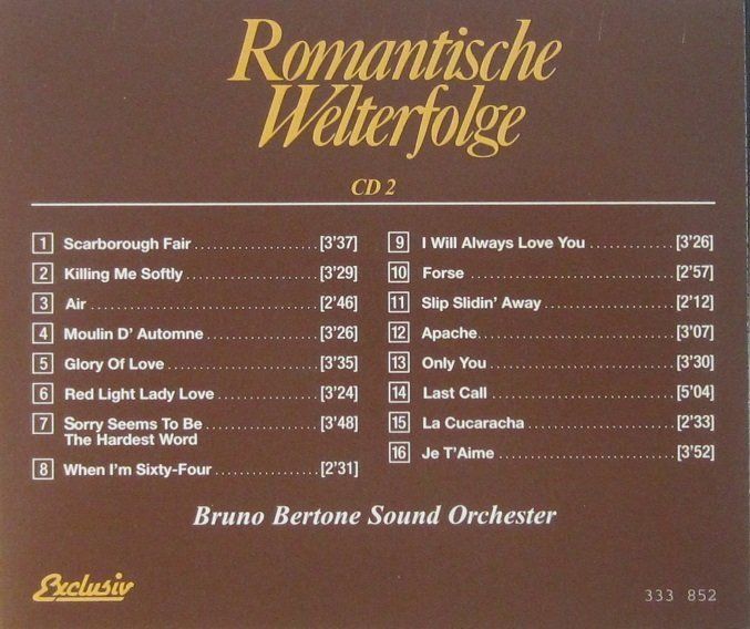 Bruno Bertone Sound Orchester - Romantische Welterfolge 3CDs (Gebraucht ...