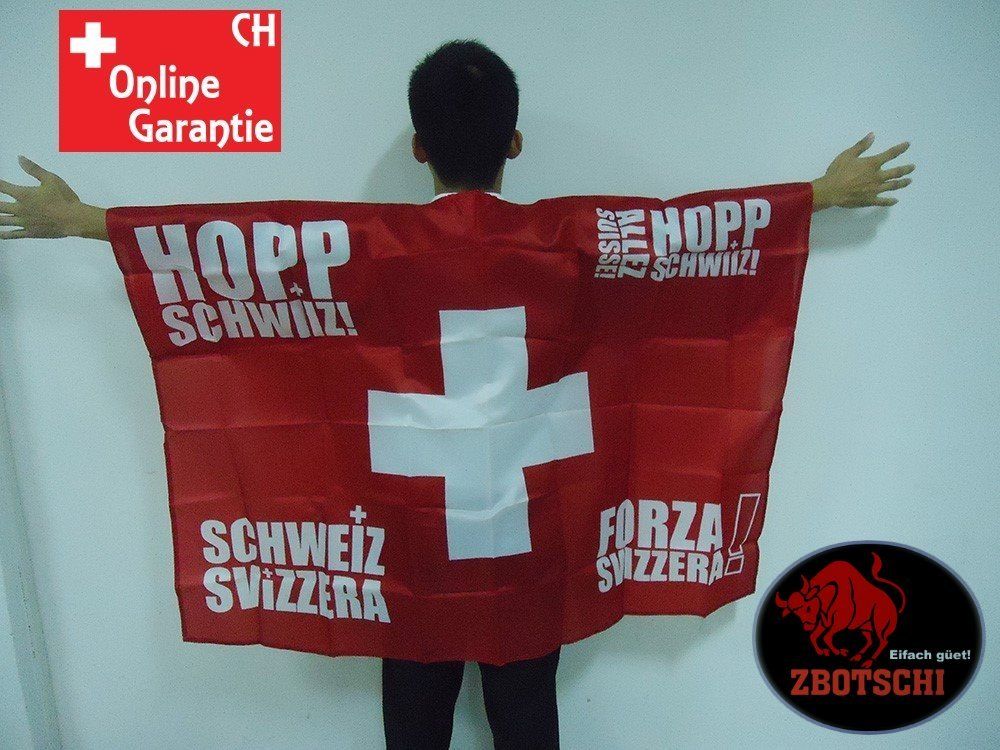 Schweiz Umhang Fahne Hopp Schwiiz Allez Suisse Fan Poncho Em Neu Und
