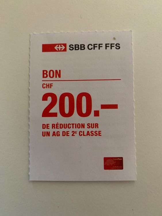 CFF bon fr. 200 pour un AG | Kaufen auf Ricardo