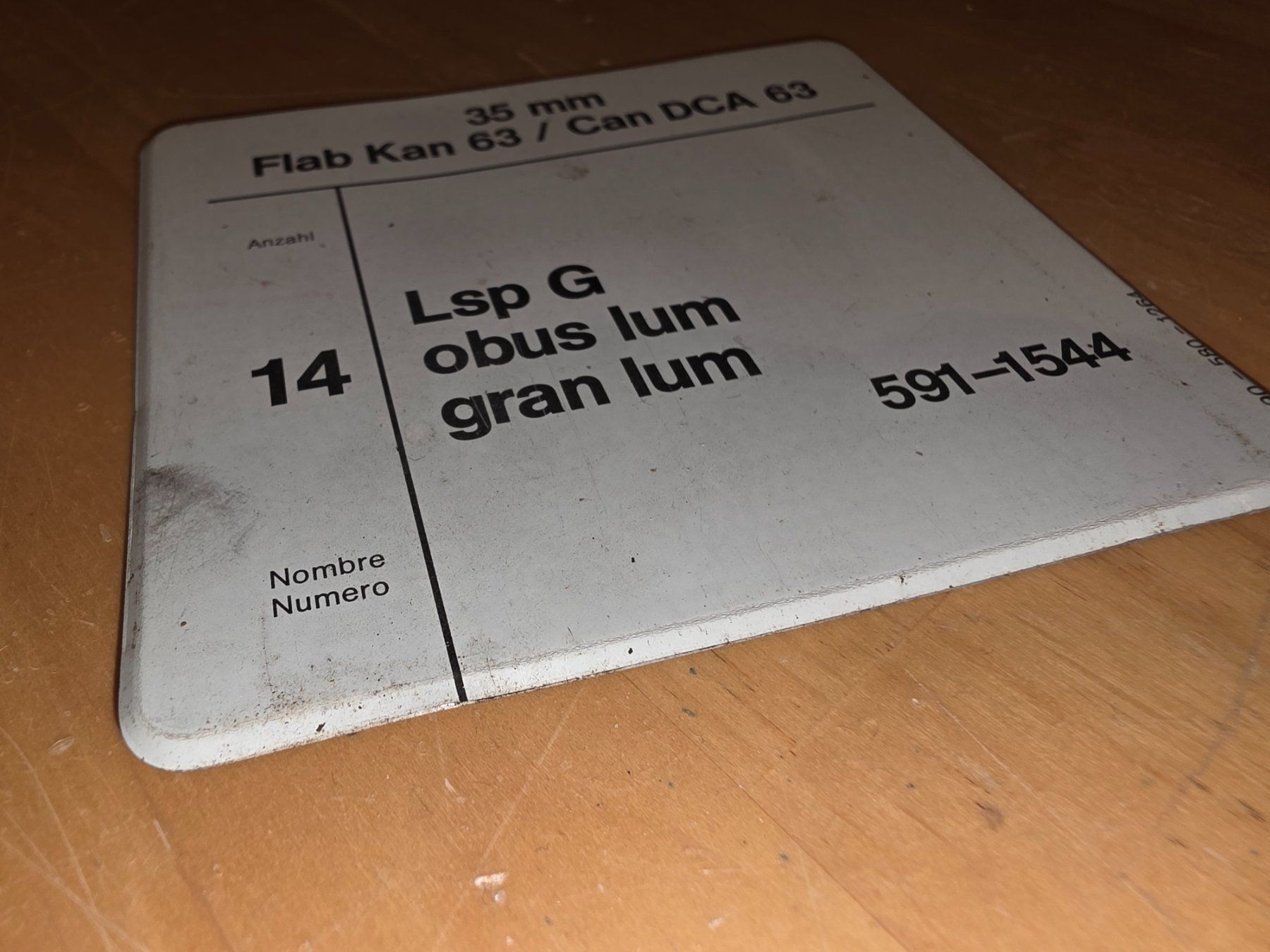 35mm Flab Kan 63/Can DCA 63 - Beschriftungs-Schild (Gebraucht) in ...