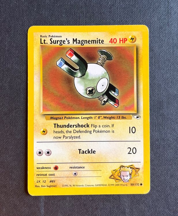 Lt. Surge’s Magnemite 80/132 Gym Heroes ENG (Gebraucht) in Genève für CHF 1 – mit Lieferung auf ...