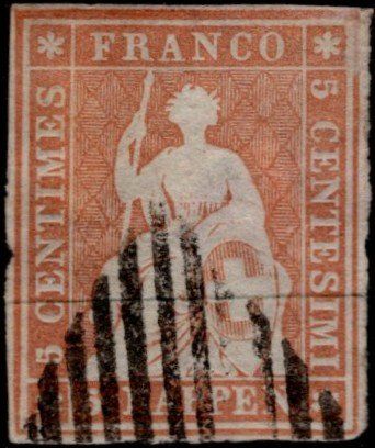 Strubel 1854, Nr. 22Aa gestempelt, SBK 2250.- (Gebraucht) in Horw für ...