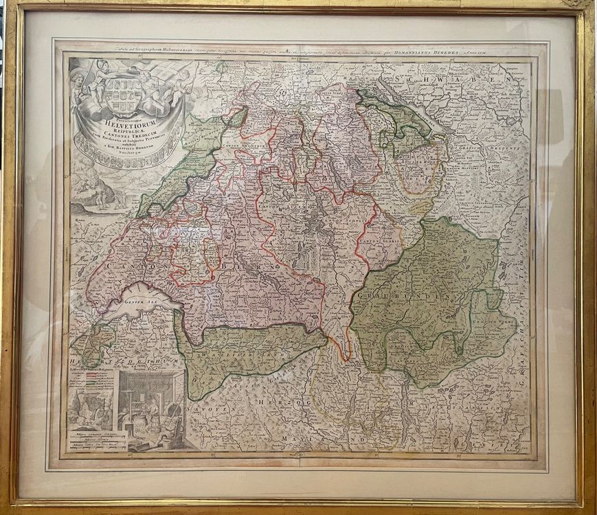 Altkolorierte Landkarte der Schweiz (Gebraucht) in Muttenz für CHF 100 – nur Abholung auf ...
