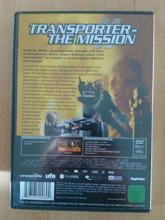 Transporter - The Mission DVD mit Jason Statham (Gebraucht) in Chur für CHF 1 – mit Lieferung ...