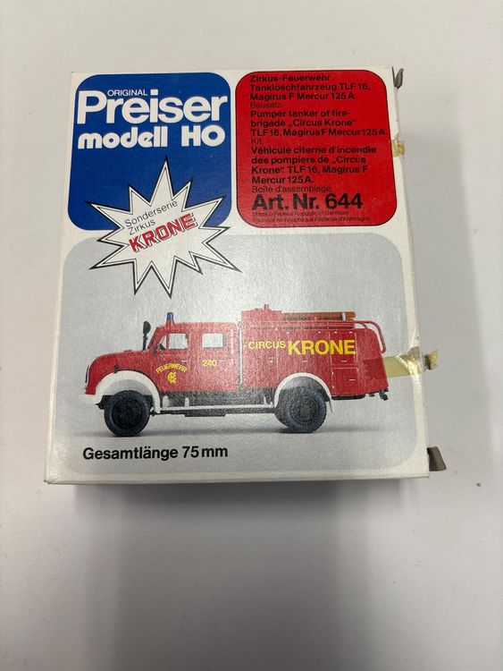 Original Preiser modell HO, Zirkus-Feuerwehr (Gebraucht) in Bern für ...