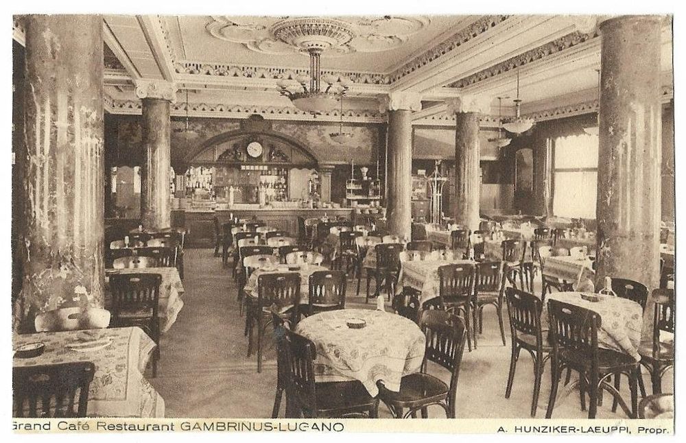 LUGANO: Café Restaurant Gambrinus Innenansicht ~1920 (Gebraucht) in ...