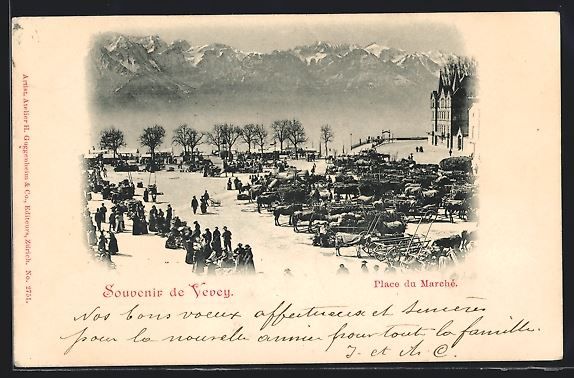 AK Vevey, Place du March, 1898 | Kaufen auf Ricardo