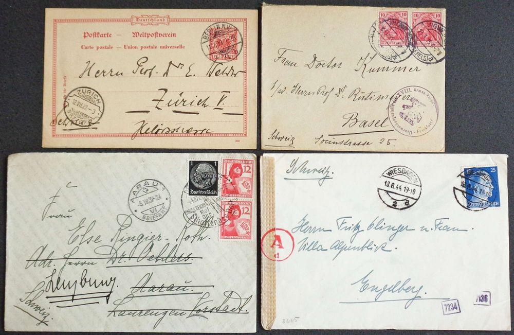 DEUTSCHES REICH: 4 Poststücke aus 1899–1944 (Gebraucht) in Le Locle für ...