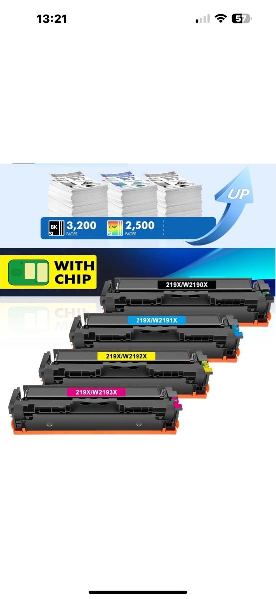 Toner 4er HP 219X W2190X LaserJetPro 3202DN/DW MFP 3302FDNG/ (Neu und ...