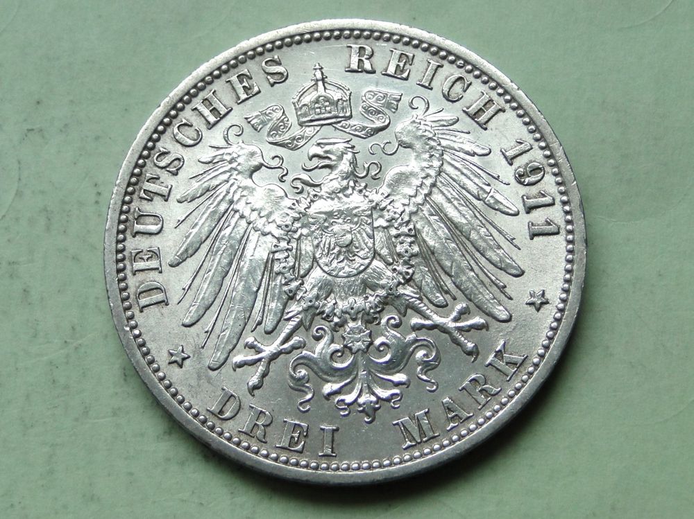 Deutsches Reich - 3 Mark 1911 Silber Wilhelm II Preussen (Gebraucht) in Killwangen für CHF 22 ...