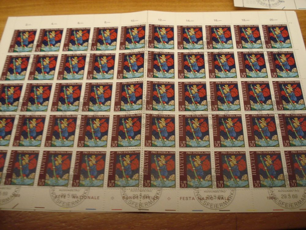 Bogensatz ET-o 1969, Pro Patria, 4 Bogen (Gebraucht) in Niederwil AG für CHF 8.1 – mit Lieferung ...