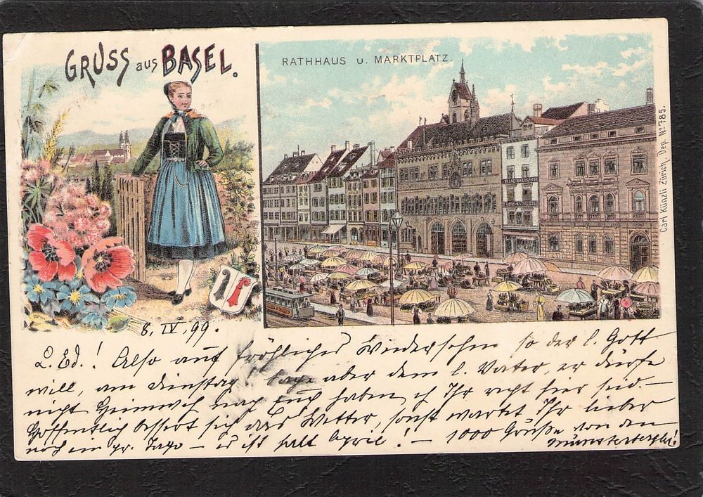 .Litho Gruss aus Basel , gel. 1899 (Gebraucht) in Reichenburg für CHF 12 – mit Lieferung auf ...