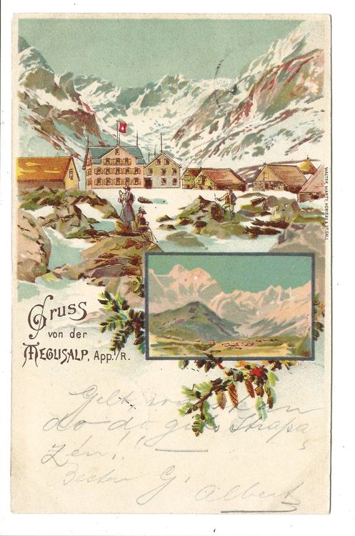 Gruss von der Meglisalp Winter-Litho - Alpstein Säntis 1900 | Kaufen auf Ricardo