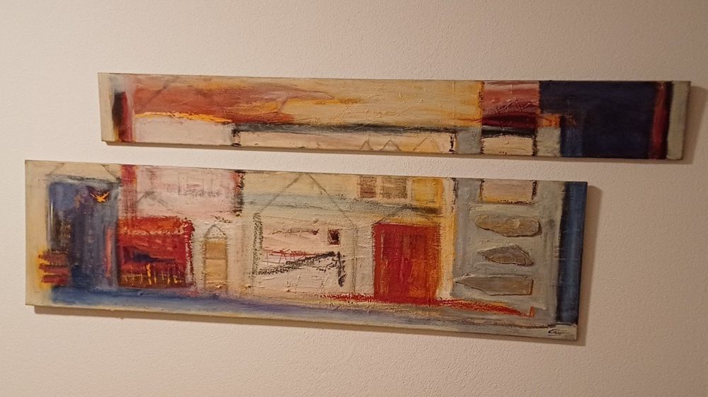 Abstrakte Bilder, Acryl Gemälde, signiert, 2er Set, Unikat (Gebraucht) in Rüschlikon für CHF 60 ...
