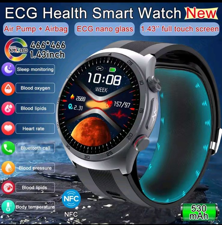 ECG Health Smart Watch mit Präzisionsmessung SmartWatch (Neu und ...