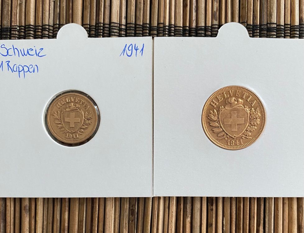 Schweiz Set 1 + 2 Rappen 1941 vzgl-unz (Neu (gemäss Beschreibung)) in Speicher für CHF 5 – nur ...