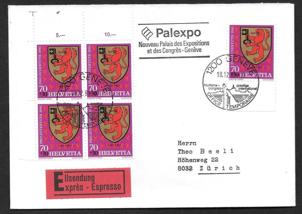 Sonderbrief S. 1078 Palexpo Genève 18.12.1981 (Neu (gemäss Beschreibung)) in Olten für CHF 1 ...