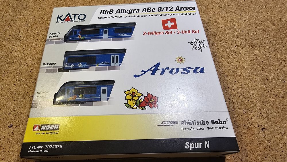 Kato RhB Allegra Arosa 3-teilig Spur N Digital D&H mit LED (Neu und originalverpackt) in ...