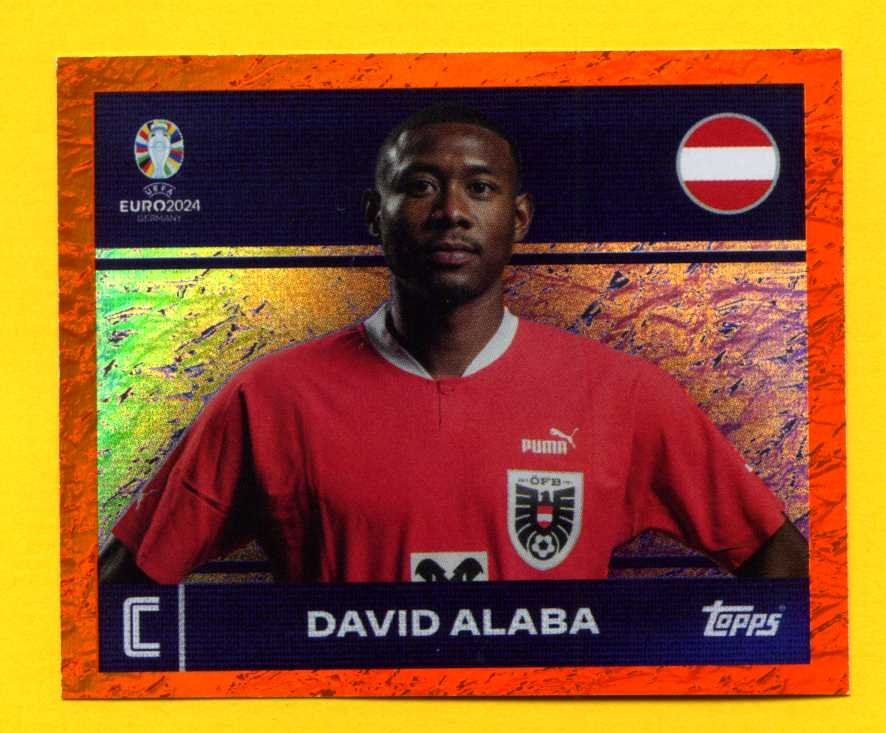 Topps Euro EM 2024 AUT 2 DAVID ALABA Captain Orange Sticker (Neu ...