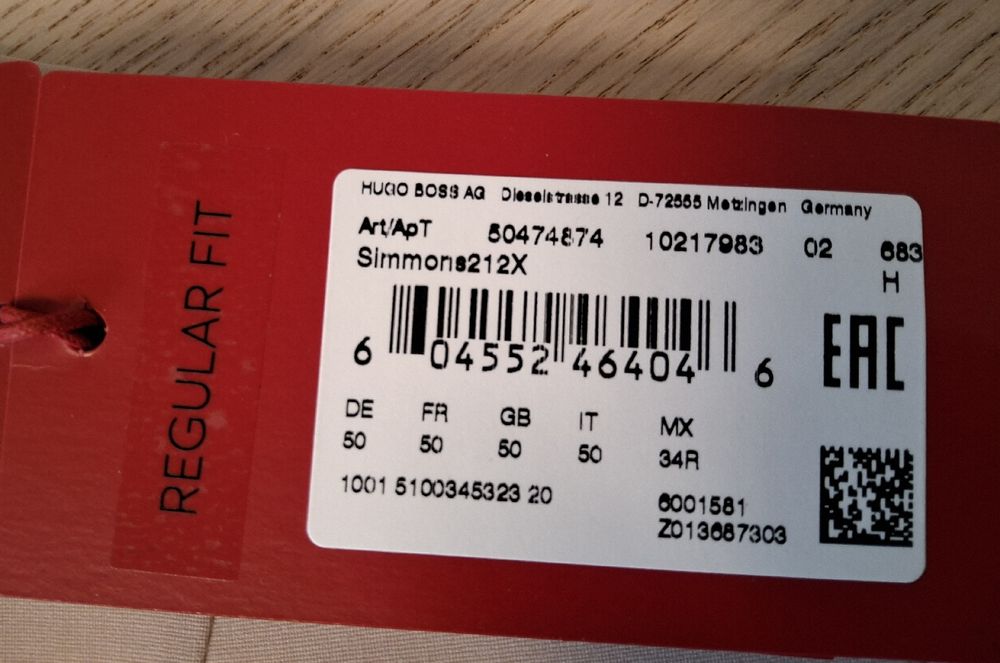 Hugo Boss Herren Hose Rosa, Grösse 50, Neu (Neu und originalverpackt ...