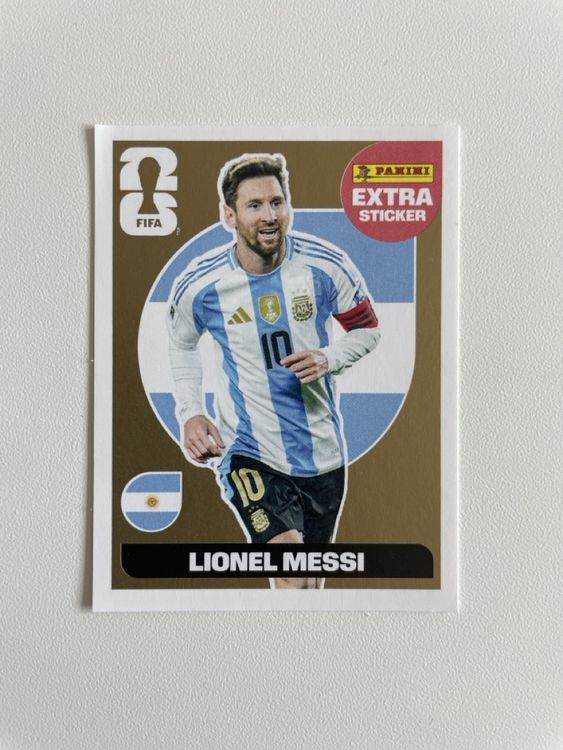 Lionel Messi Panini Extra Sticker Gold FIFA World Cup 2026 (Neu (gemäss ...