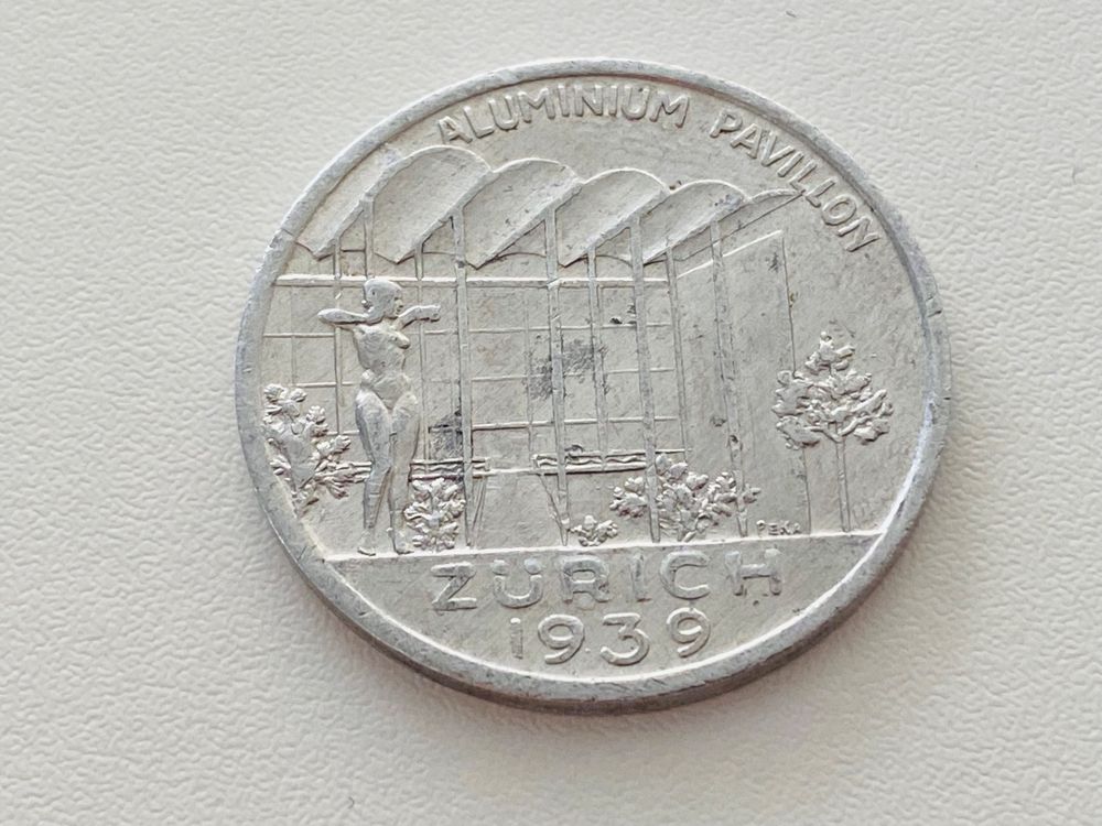 1939 Landi Münze Medaille Aluminium Pavillon Zürich Kramer | Kaufen auf Ricardo