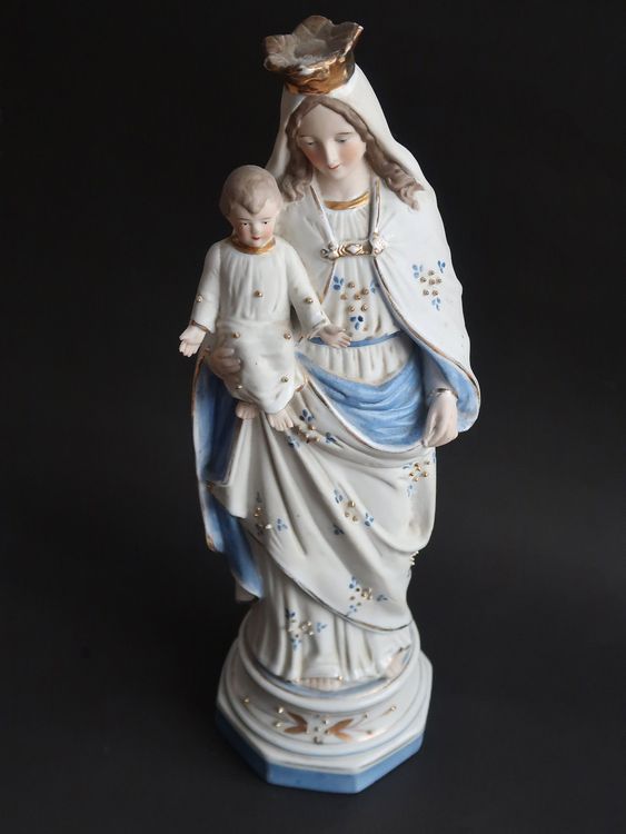 ⭐ Madonna - Maria mit Jesuskind - Statue blau weis 30 cm ⭐ (Difettoso ...