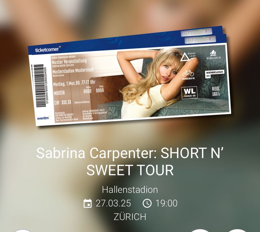 Stehplatz Tickets Sabrina Carpenter Zürich 27.03.2025 (Neu (gemäss ...