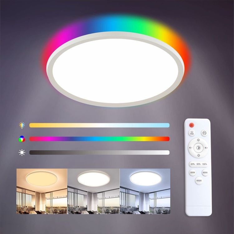 24W RGB LED Wasserdichte Deckenleuchte mit Fernbedienung (Neu und ...