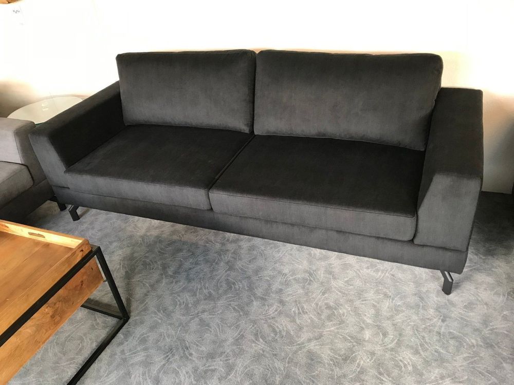 3er Sofa HISEL anthrazit schwarz 222 cm | Kaufen auf Ricardo
