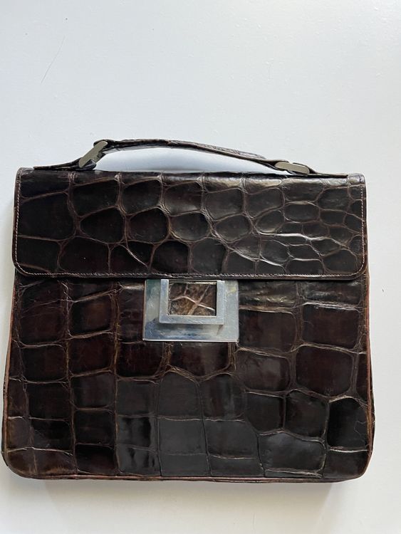1940s Vintage Art Deco Brown Crocodile Leather handbag | Kaufen auf Ricardo