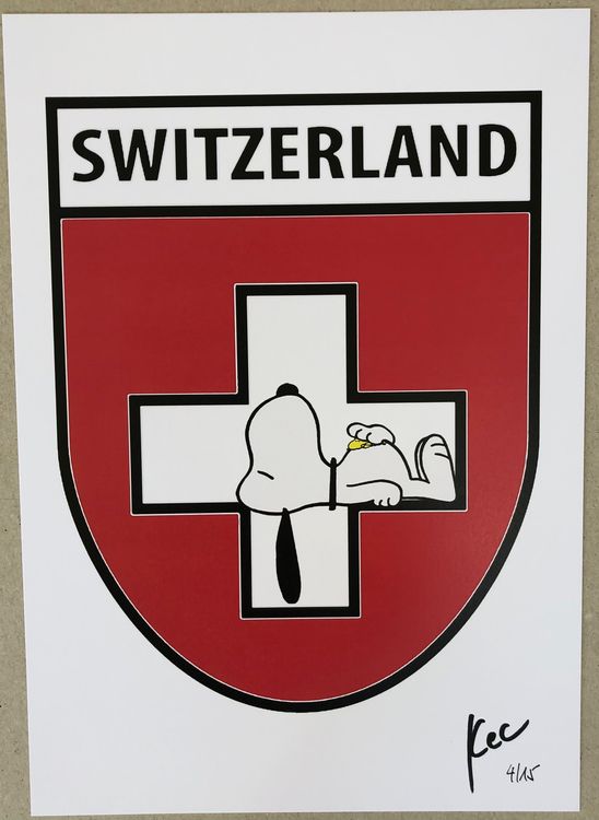 KeC: Snoopy sleeping in Switzerland, signiert 4/15 (Neu (gemäss Beschreibung)) in Meilen für CHF ...