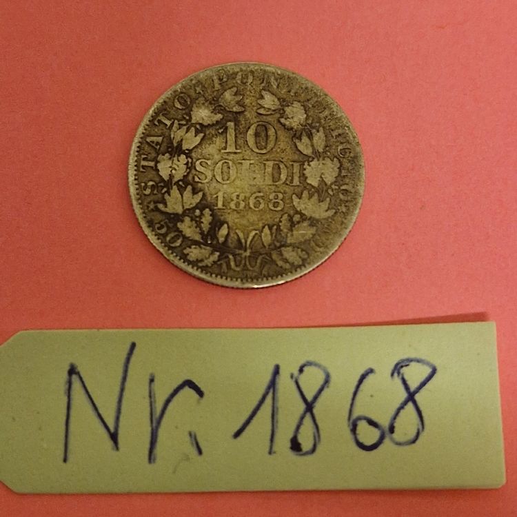 Antike Silber 10 Soldi Münze, 1868 (Gebraucht) in Stans für CHF 6 – mit Lieferung auf Ricardo kaufen