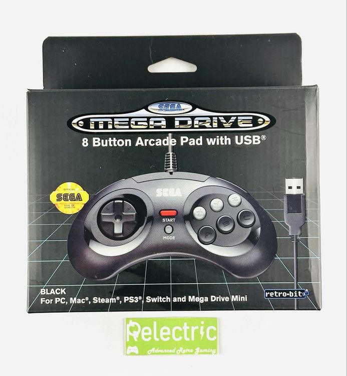 Retro-Bit Sega Mega Drive Arcade Pad USB, Unbenutzt und OVP! (Neu ...
