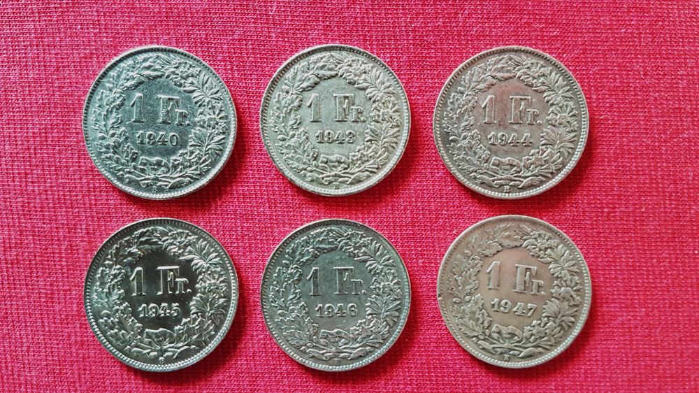 6 x 1 Fr Silbermünzen 1940-43-44-45-46-47 ab nur 1 Franken ! (Gebraucht) in Camignolo für CHF 16 ...