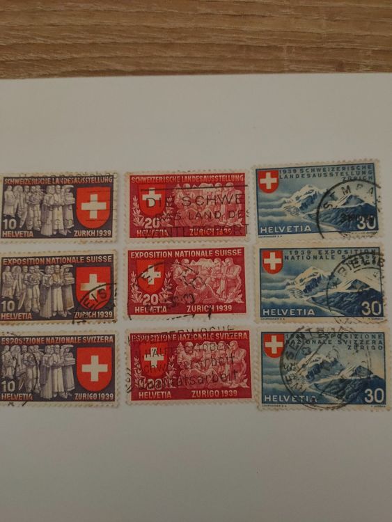 Briefmarken Schweiz, Landesausstellung Zürich 1939, 9 Stk. | Kaufen auf Ricardo