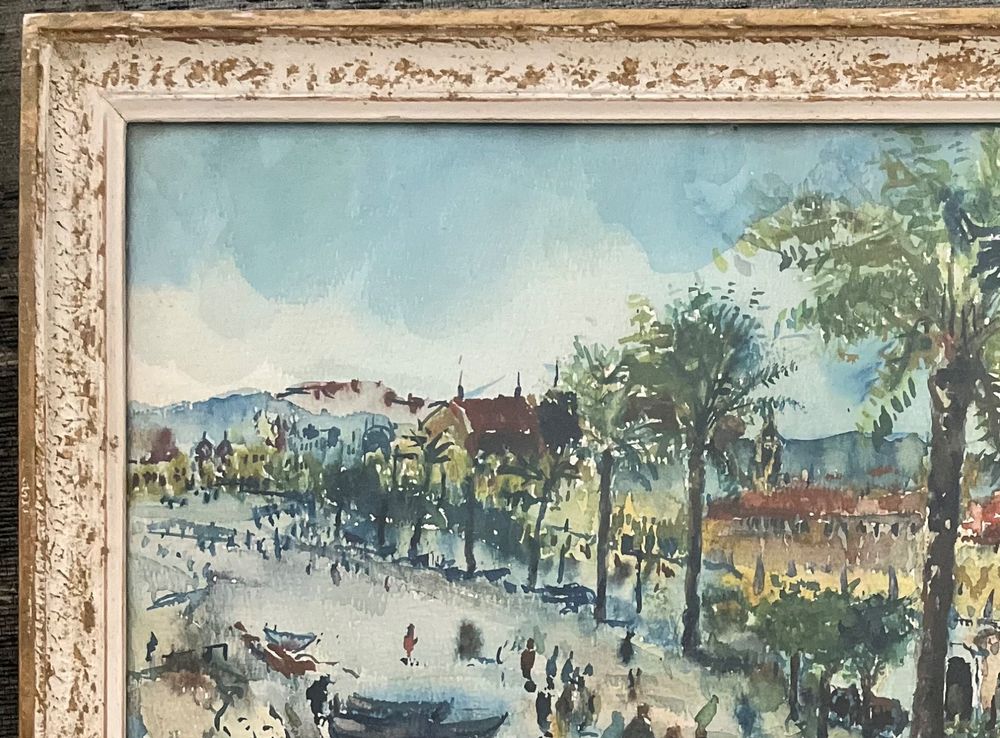 René Clarot (1882-1982) Französische Strand Szene Aquarell | Kaufen auf Ricardo