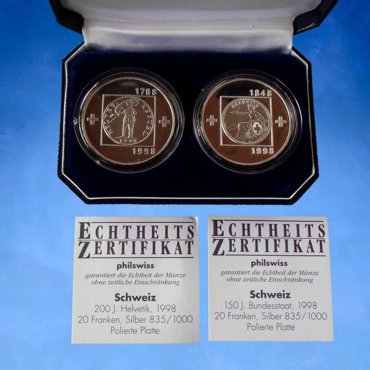 20 Fr.Sonder-Münzen 1998 Set (2 Münzen) (Neu und originalverpackt) in St. Gallen für CHF 75 ...