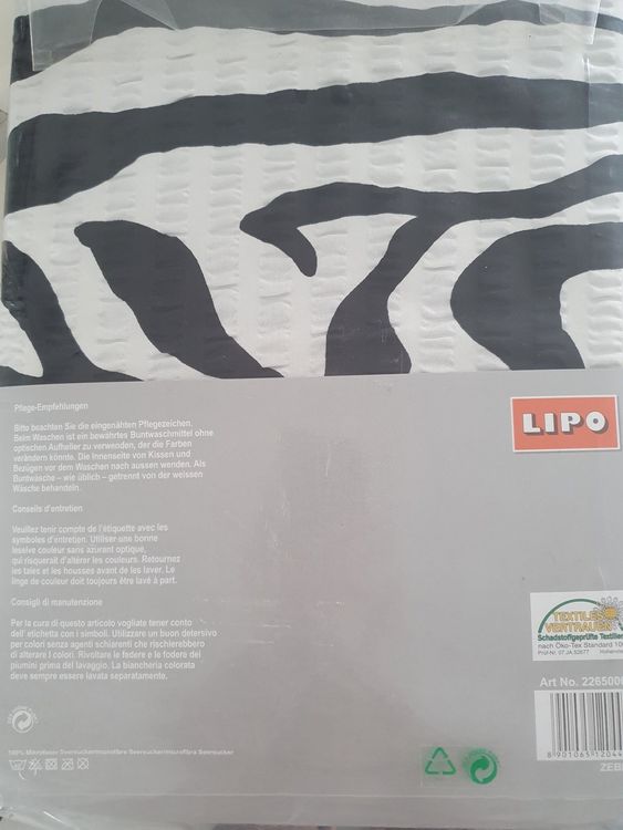 Lipo Bettwäsche Zebra 160x210cm Neu & OVP (Neu und originalverpackt) in ...