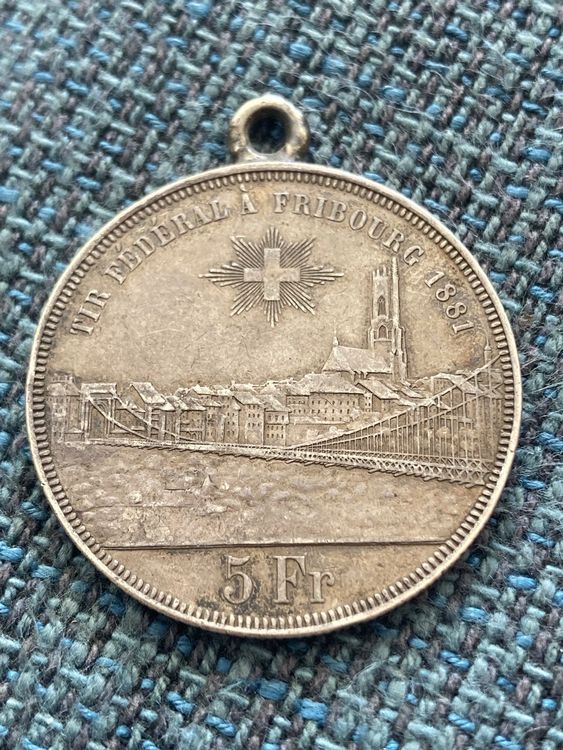 5 Fr Tir fédéral Fribourg 1881 argent/Schützentaler silber (Gebraucht) in Genève für CHF 25 ...