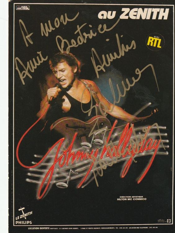 Autographe Original: JOHNNY HALLYDAY † 2017 / Vintage. | Kaufen auf Ricardo