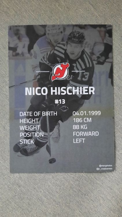 Autogrammkarte Nico Hischier (Gebraucht) in Schmerikon für CHF 8 – mit ...