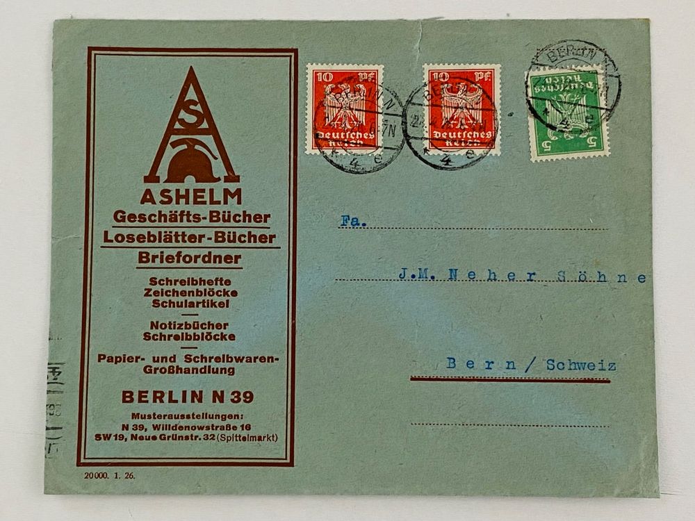 Perfin 3x Brief ASHELM Berlin Lochung FA Deutsches Reich (Gebraucht) in ...