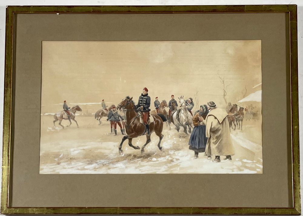 Aquarell mit Soldaten auf den Pferden (Gebraucht) in Root für CHF 45 – mit Lieferung auf Ricardo ...