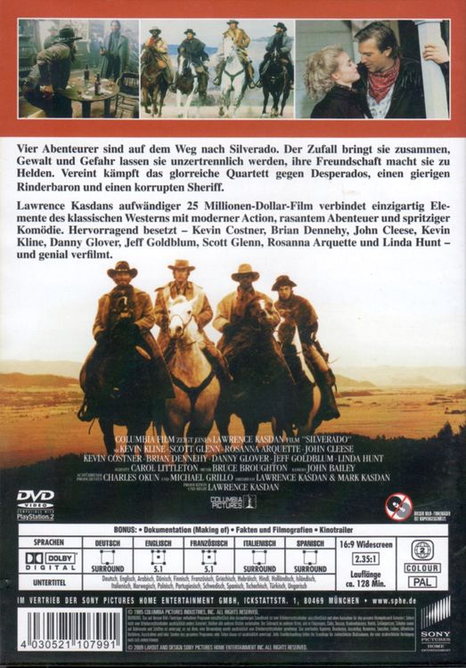 DVD: Silverado (mit Kevin Kline, John Cleese, Kevin Costner) (Gebraucht ...