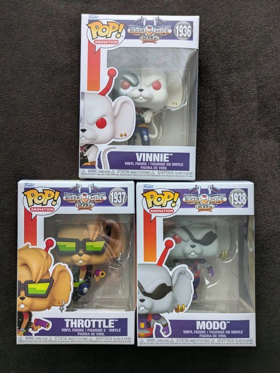 3x Funko Pop! Biker Mice from Mars - Vinnie, Throttle, Modo (Neu und ...