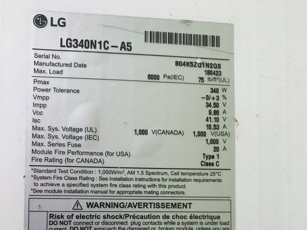 Solar Balkonkraftwerk 230 W/ 340 Wp LG Neon 340 1V-A5 (Gebraucht) in ...