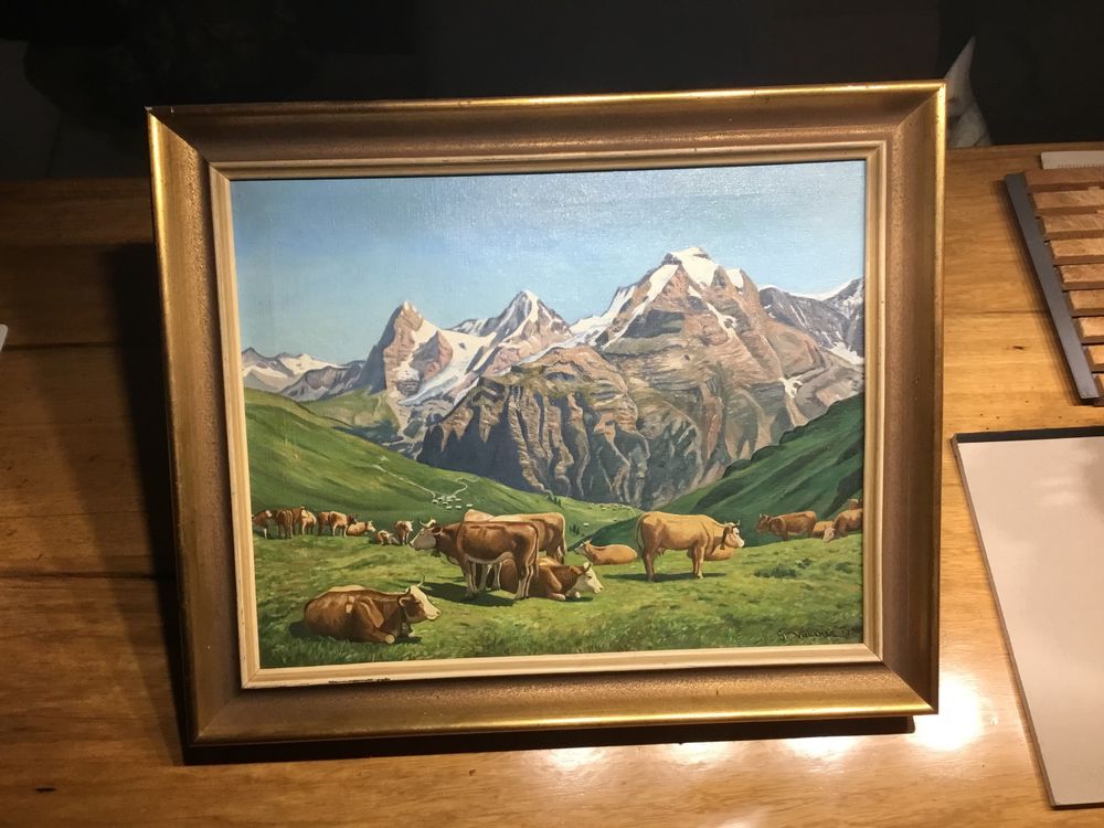 Tableau peinture vaches Simmental | Acheter sur Ricardo