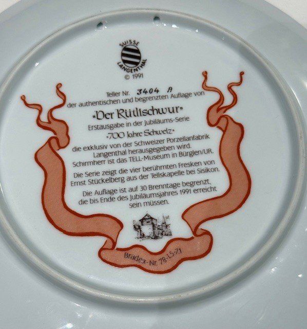 Langenthal Teller "Rütlischwur" 1991, 700 Jahre Schweiz (Gebraucht) in ...